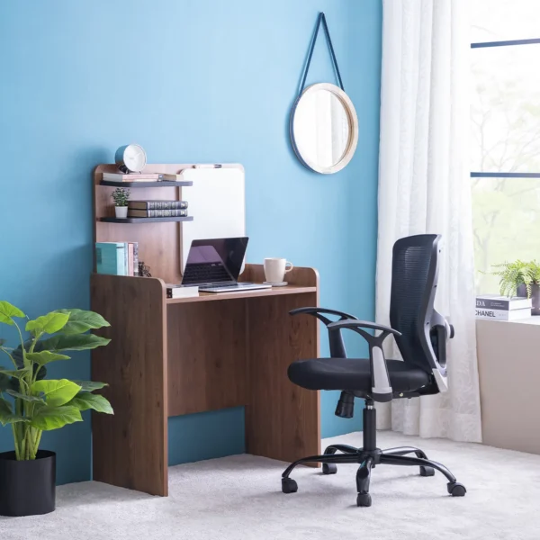 Furlenco | Lana Engineered Wood Study Table in Teak Finish - Hardware Hive